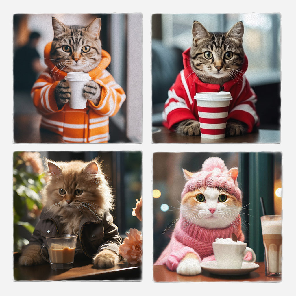 Cozy Cats With Coffee – Versatile Coasters
