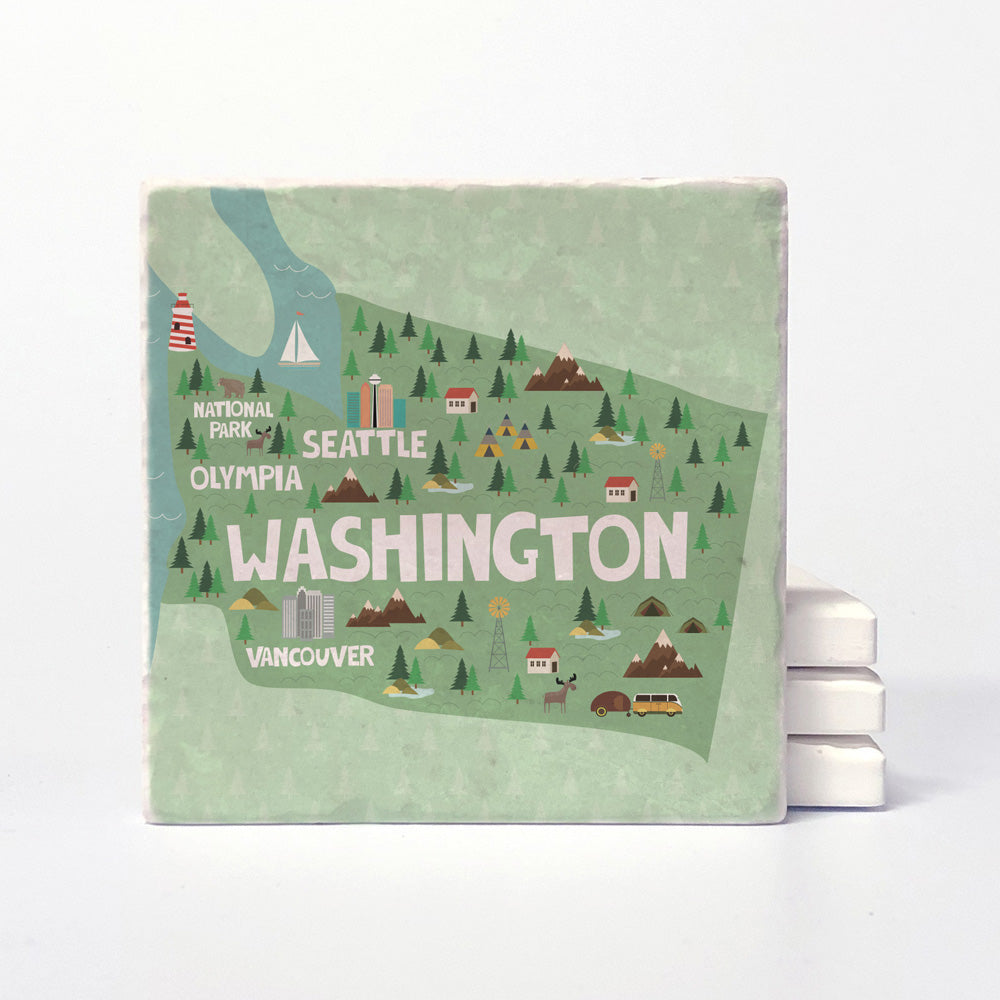Washington State Illustration – Versatile Coasters